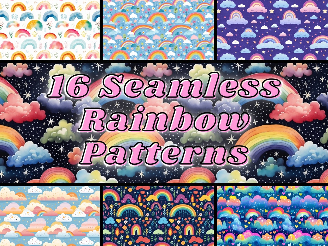 16 Rainbow Digital Paper, Seamless Pattern, Colorful Background ...