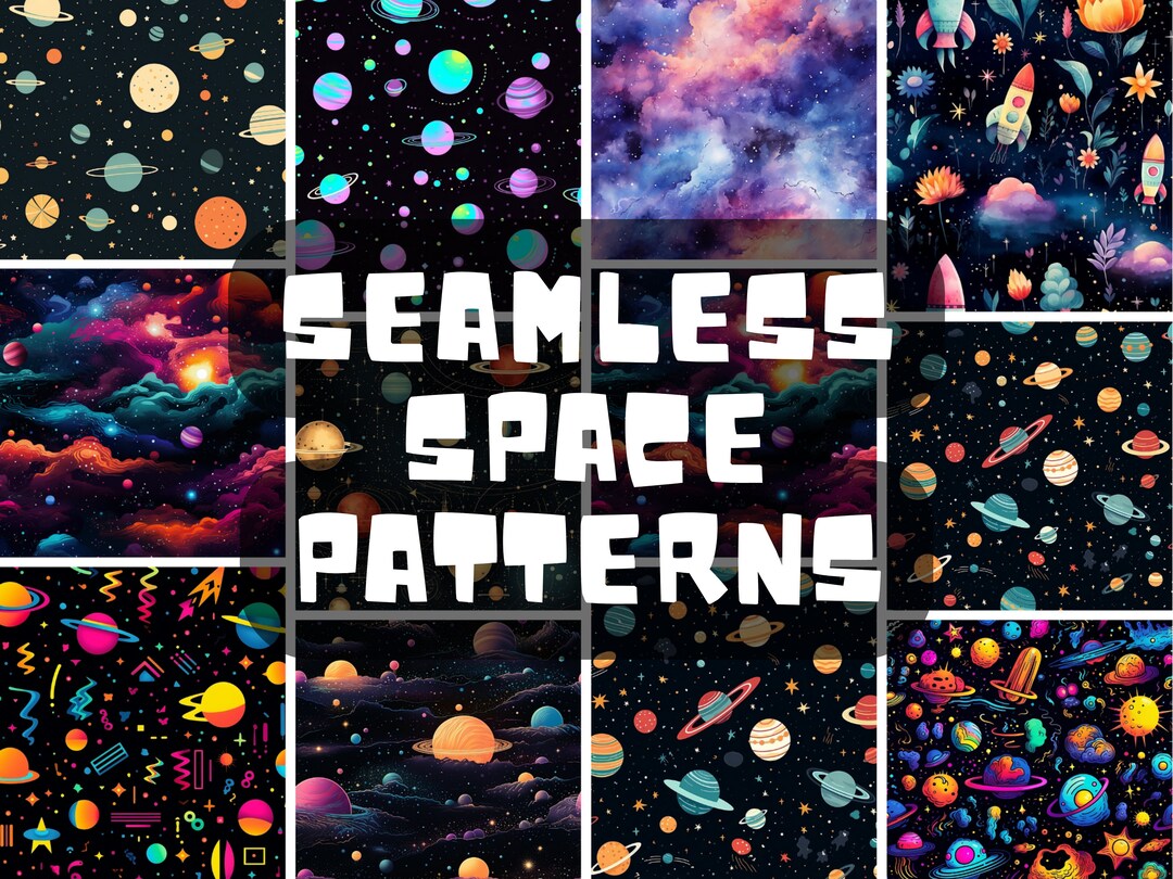Solar System Seamless Patterns Bundle of 12 Digital Papers Outer Space ...