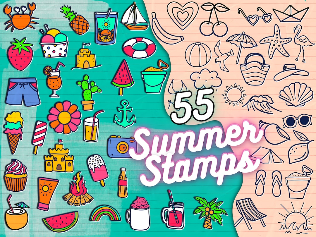 Procreate Summer Bundle, Beach Stamp Brushes, Procreate Stamp Brushes ...