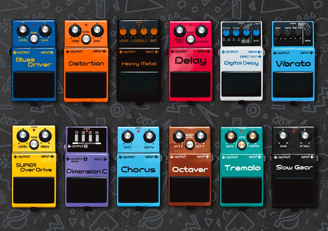 Digital Download Guitar Pedals Boss Print Effects Poster Overdrive ...