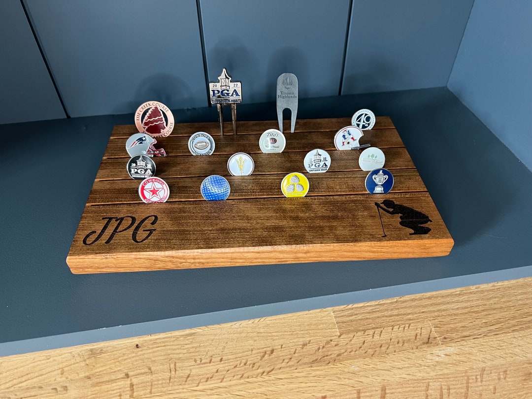 Handcrafted Cherry Wood Golf Ball Marker Desk Display - Personalized ...