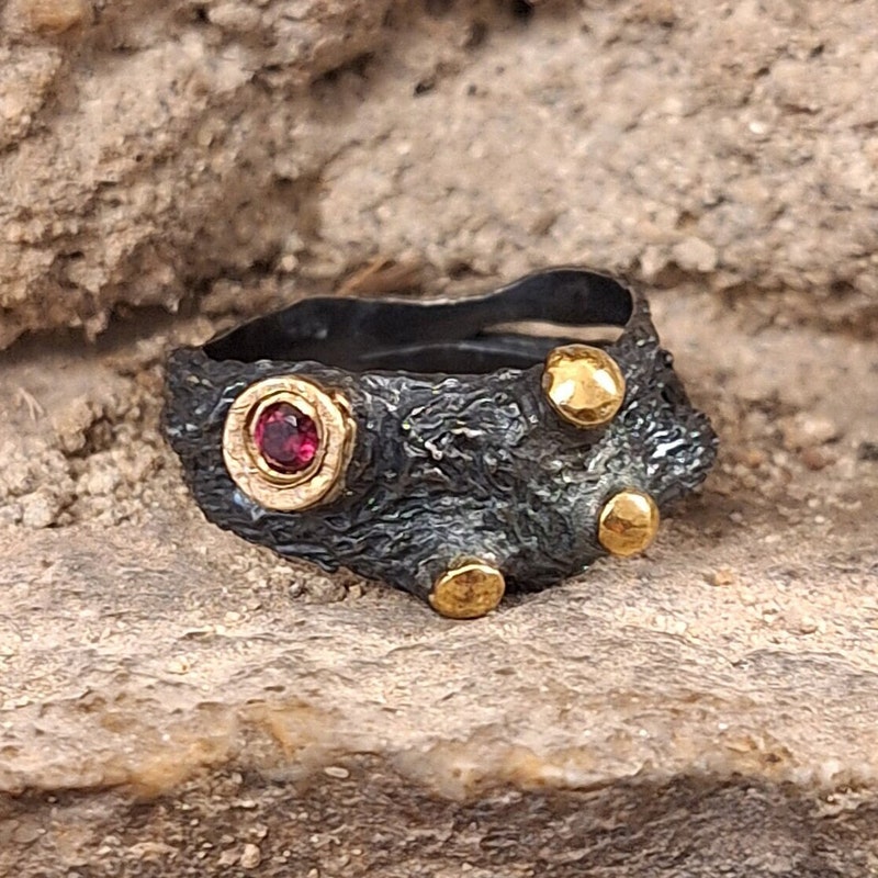 Oxidized Silver Ring - Etsy