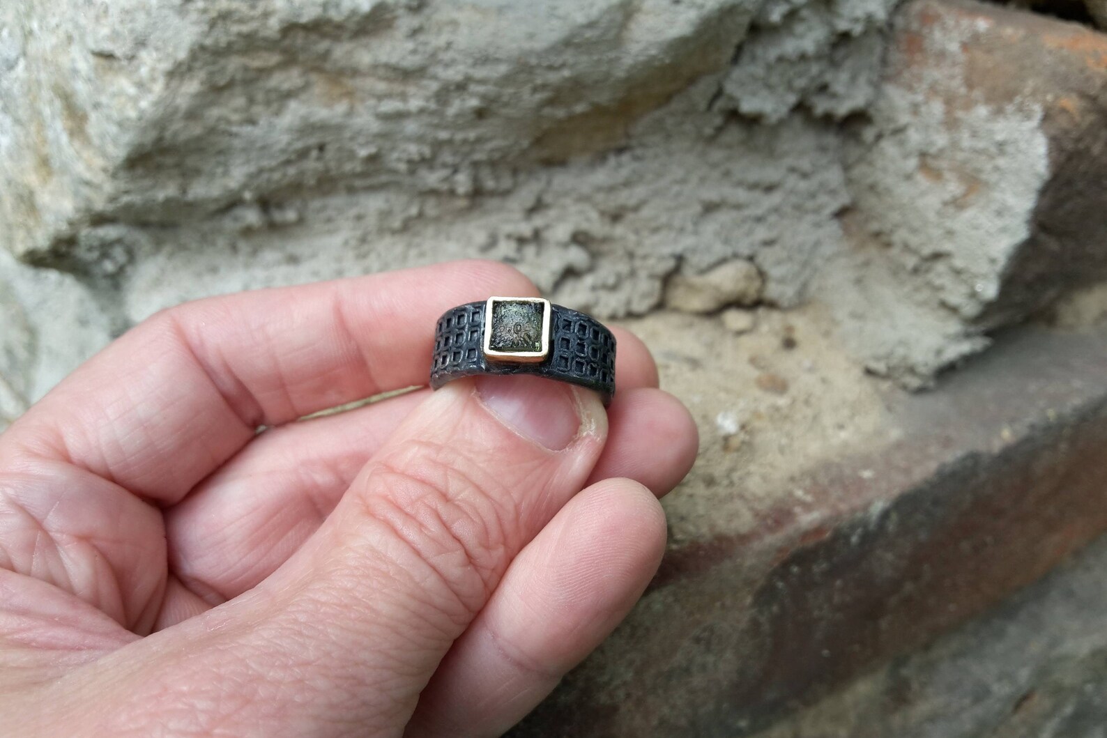 Handmade Moldavite Men Rings / Brutalist Rings / Moldavite Jewelry ...