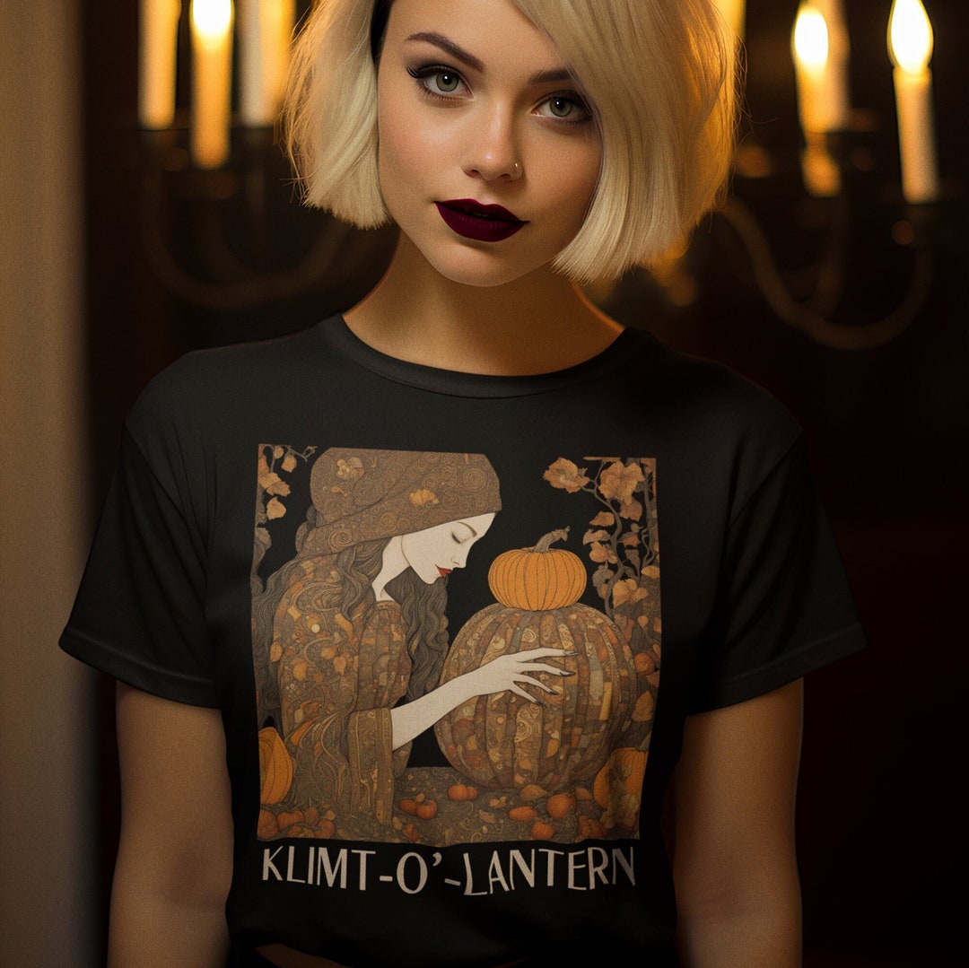 Gustav Klimt Halloween Witch With Jack-o'-lantern Tee. Klimt-o'-lantern ...