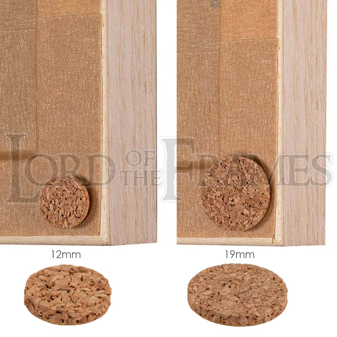 12 or 19mm Self-adhesive 2mm Die-cut Natural Cork Discs Picture Framing ...