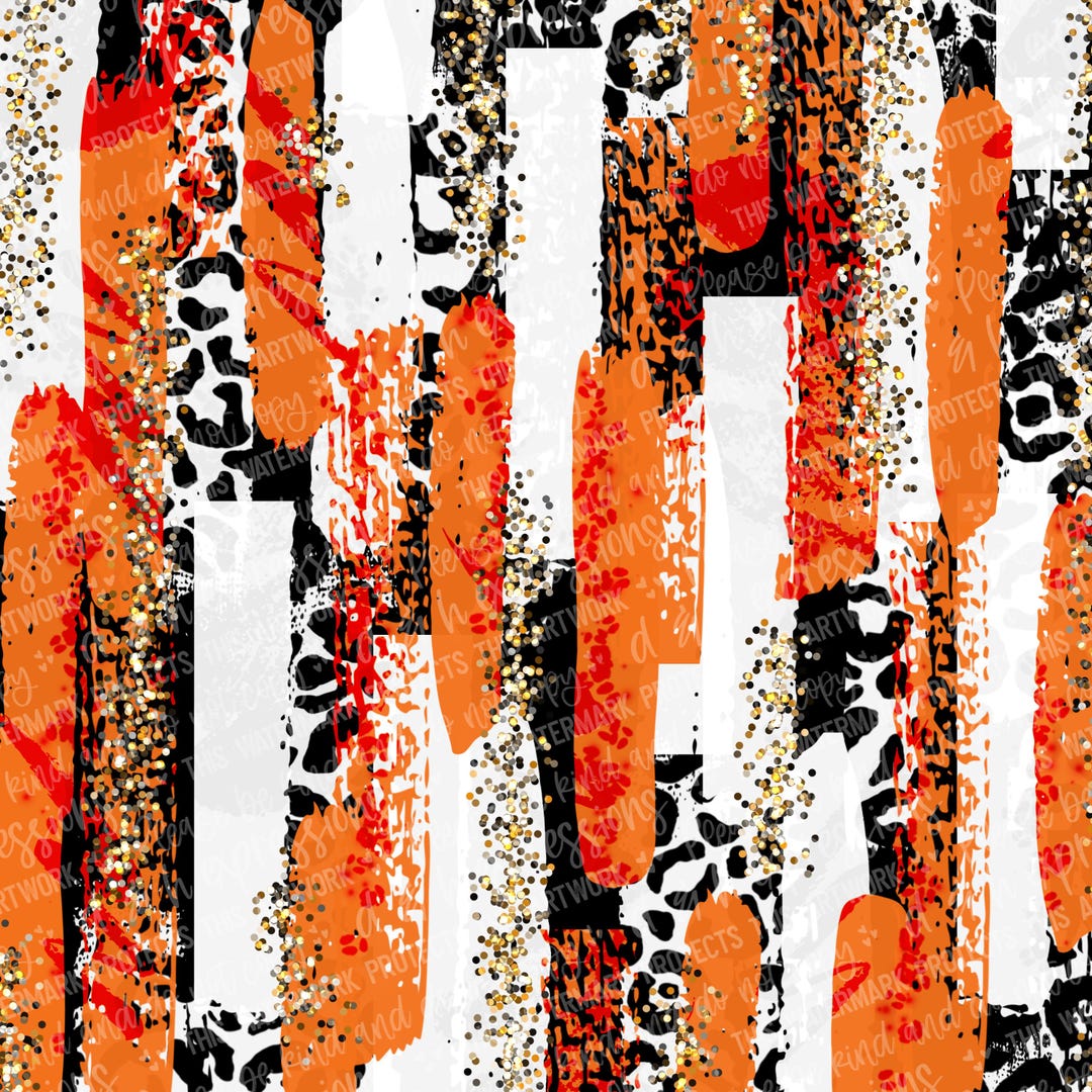 Orange and White Glitter Brushstroke Digital Paper, Brushstroke Papers ...