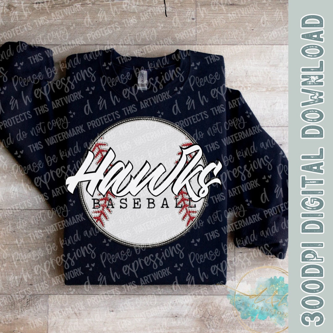 Embroidered Baseball Hawks Mascot Png, Baseball Digital Download - Etsy
