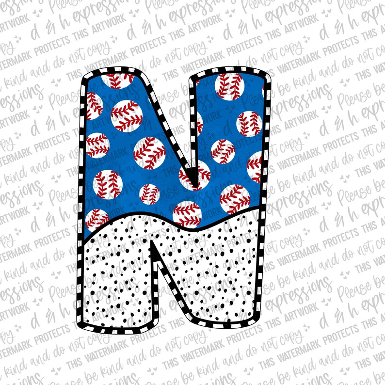 Blue Baseball Doodle Dot Alphabet, Baseball Alpha, PNG, Digital ...