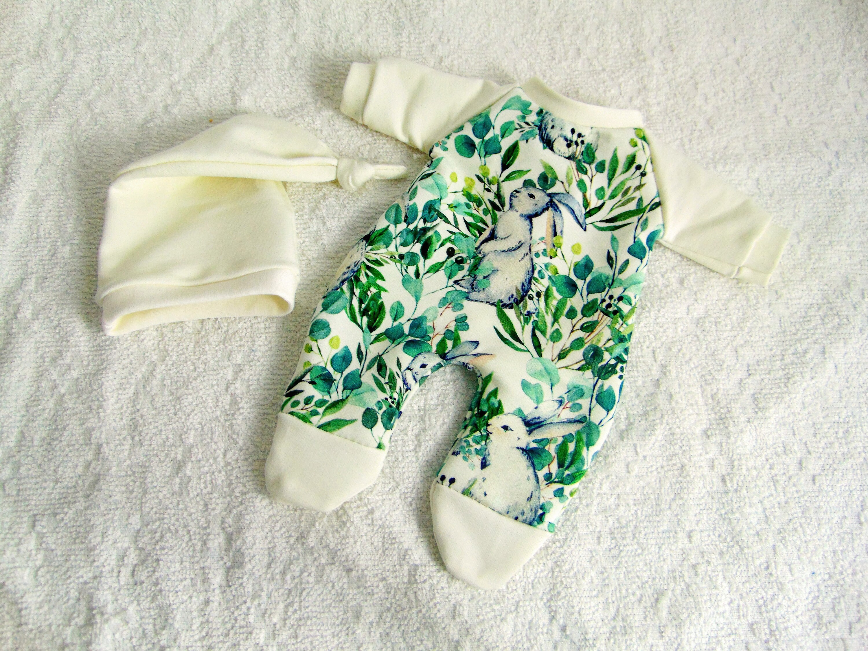 Footed Sleeper and White Nightcap Grey Rabits in a Forest 8 - Etsy