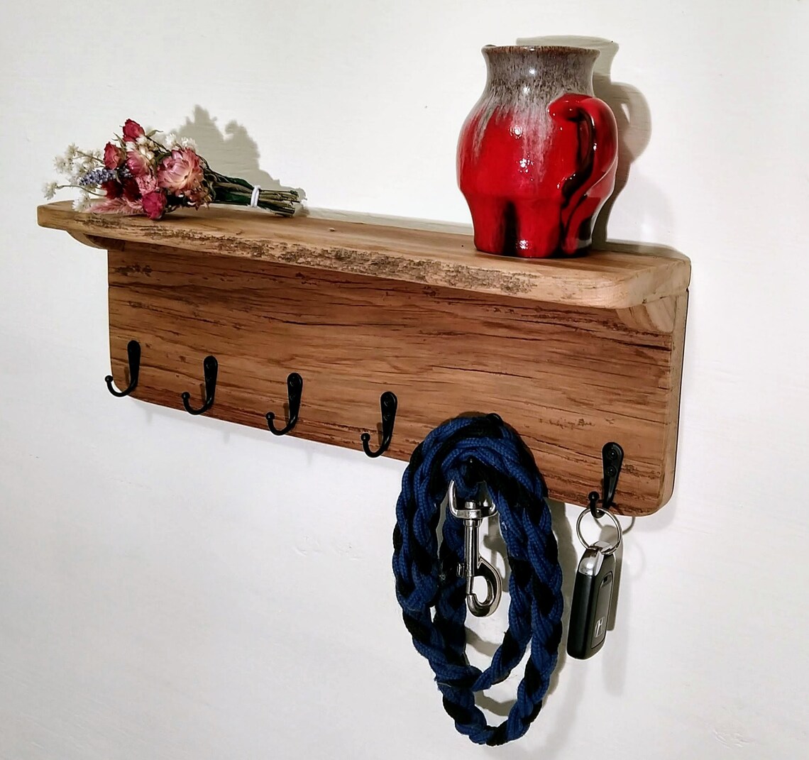 1890's Barn Wood Hook Rack With Shelf - Etsy