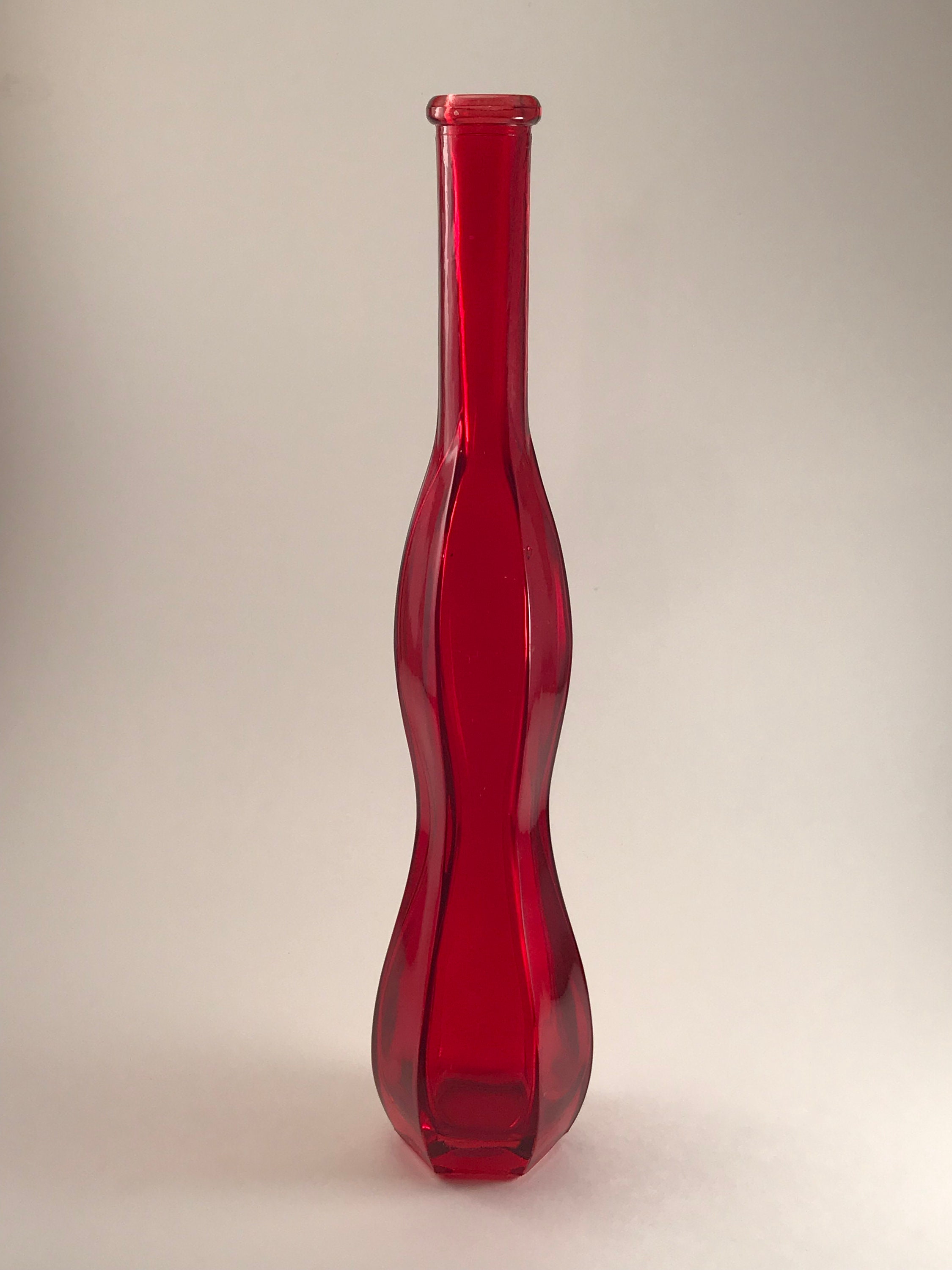 Tall, Slender, Red Glass Vase. Vintage - Etsy