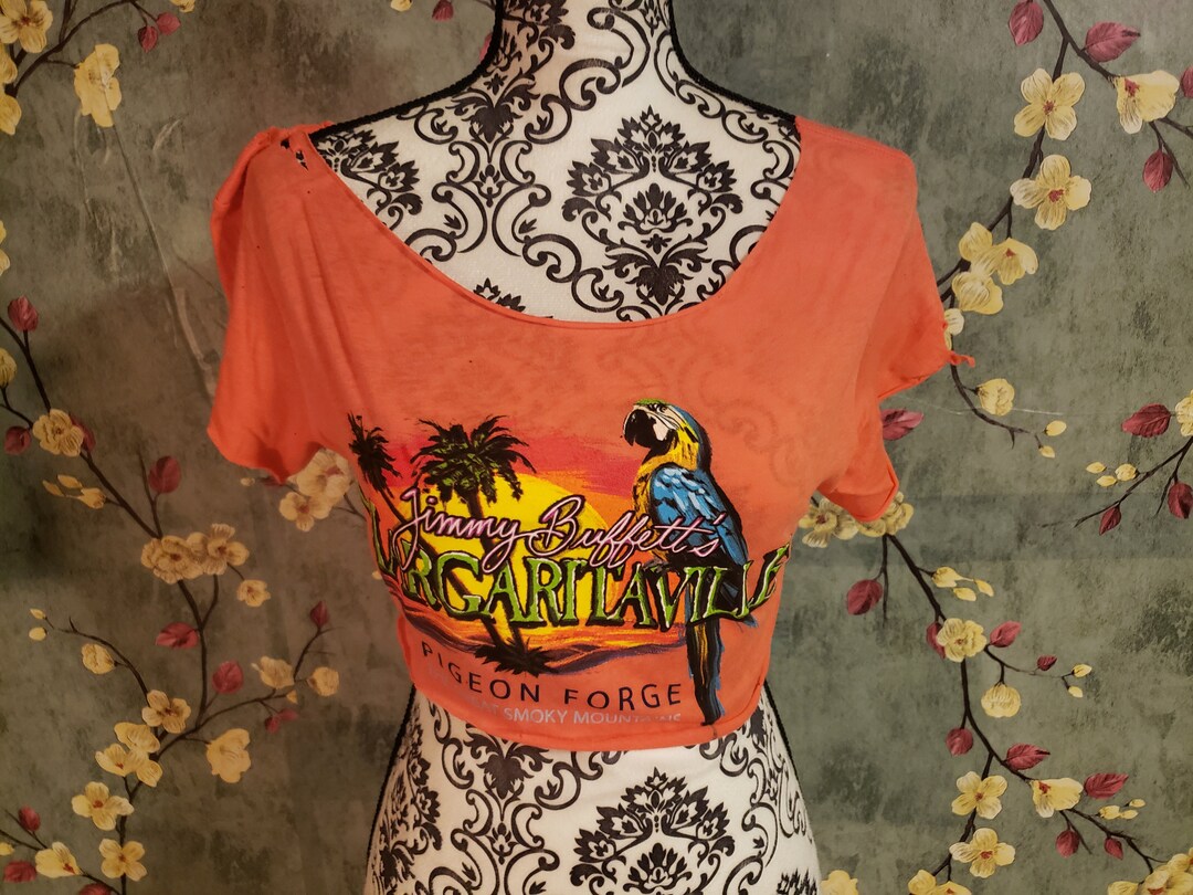 Jimmy Buffet Over the Shoulder/ Flirty Midriff Tee - Hand Modified, Cut ...