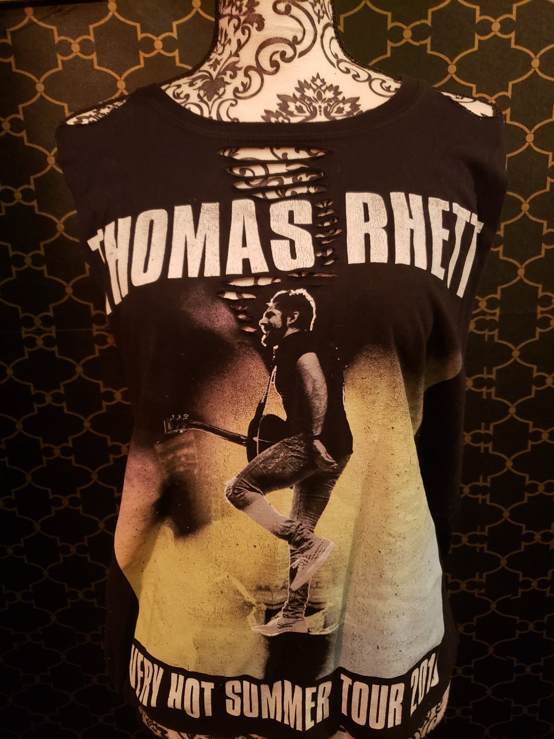 Thomas Rhett Tank Top - Hand Modified, Cut, Tied and Distressed Shirt ...