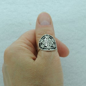 Metatrons Cube Ring,925 Sterling Silver Mercabah Tetrahedron Talisman ...