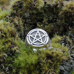Pentagram Silver Ring, Sulfur Leviathan Cross, Pentacle Ring, Symbol Wicca Amulet, Gift Ring 8 G ...