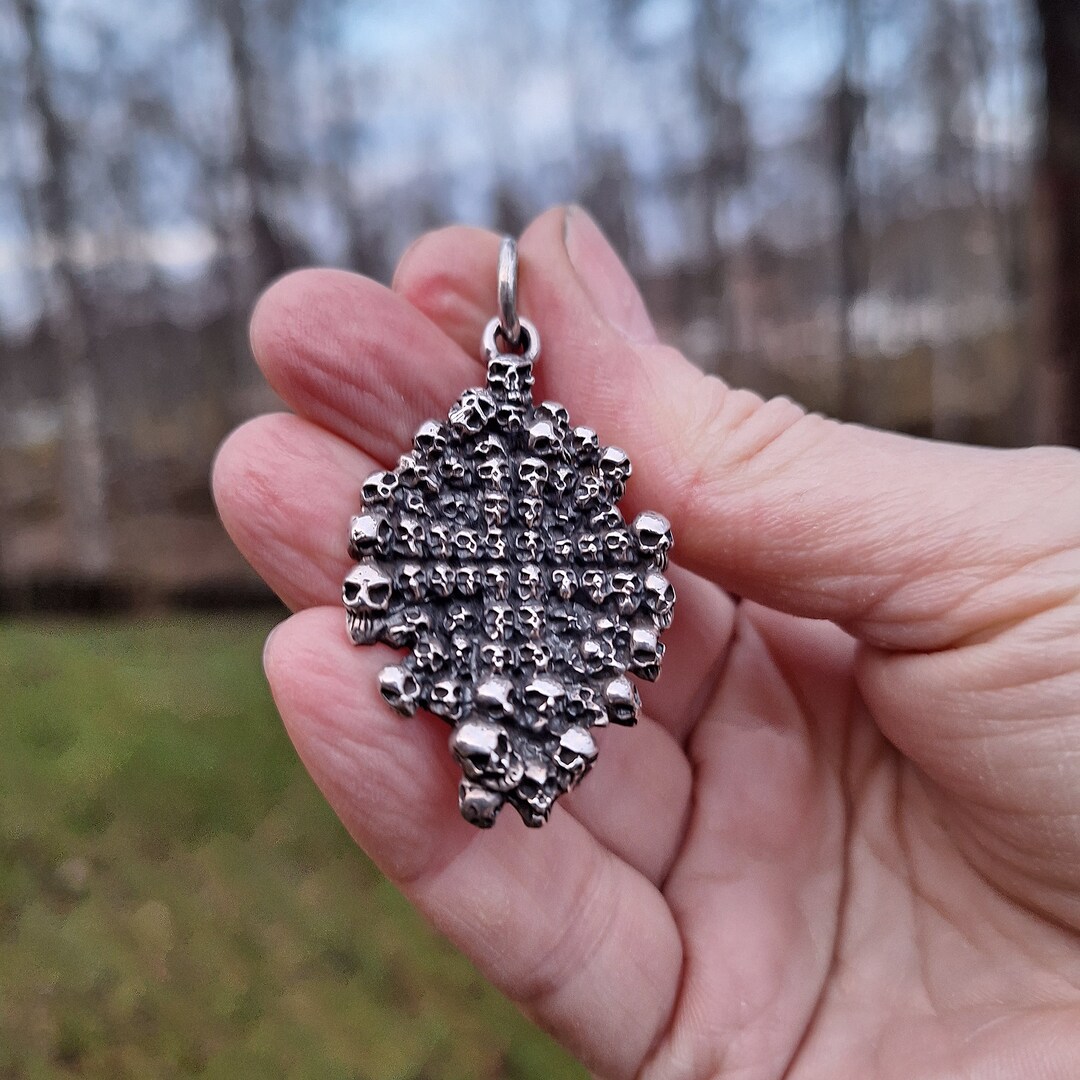 Pile of Human Skulls Cross Pendant 925 Sterling Silver - Etsy
