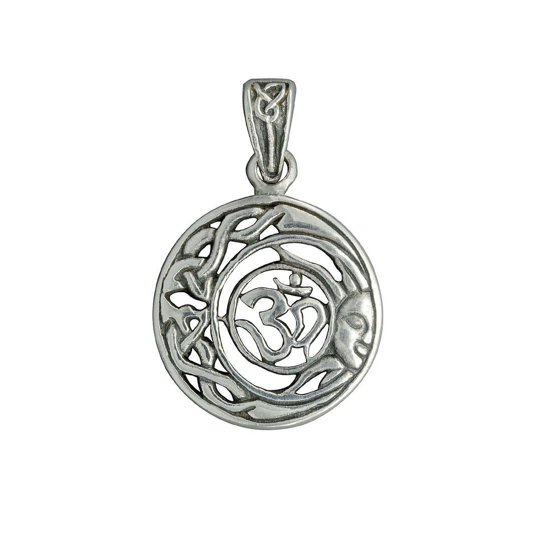 Om Aum Ohm Symbol Sun With Crescent Moon Pendant 4 G 925 Sterling ...