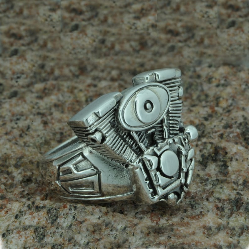 Motor V2 Harley Davidson Motorcycle Biker Ring 925 Sterling - Etsy