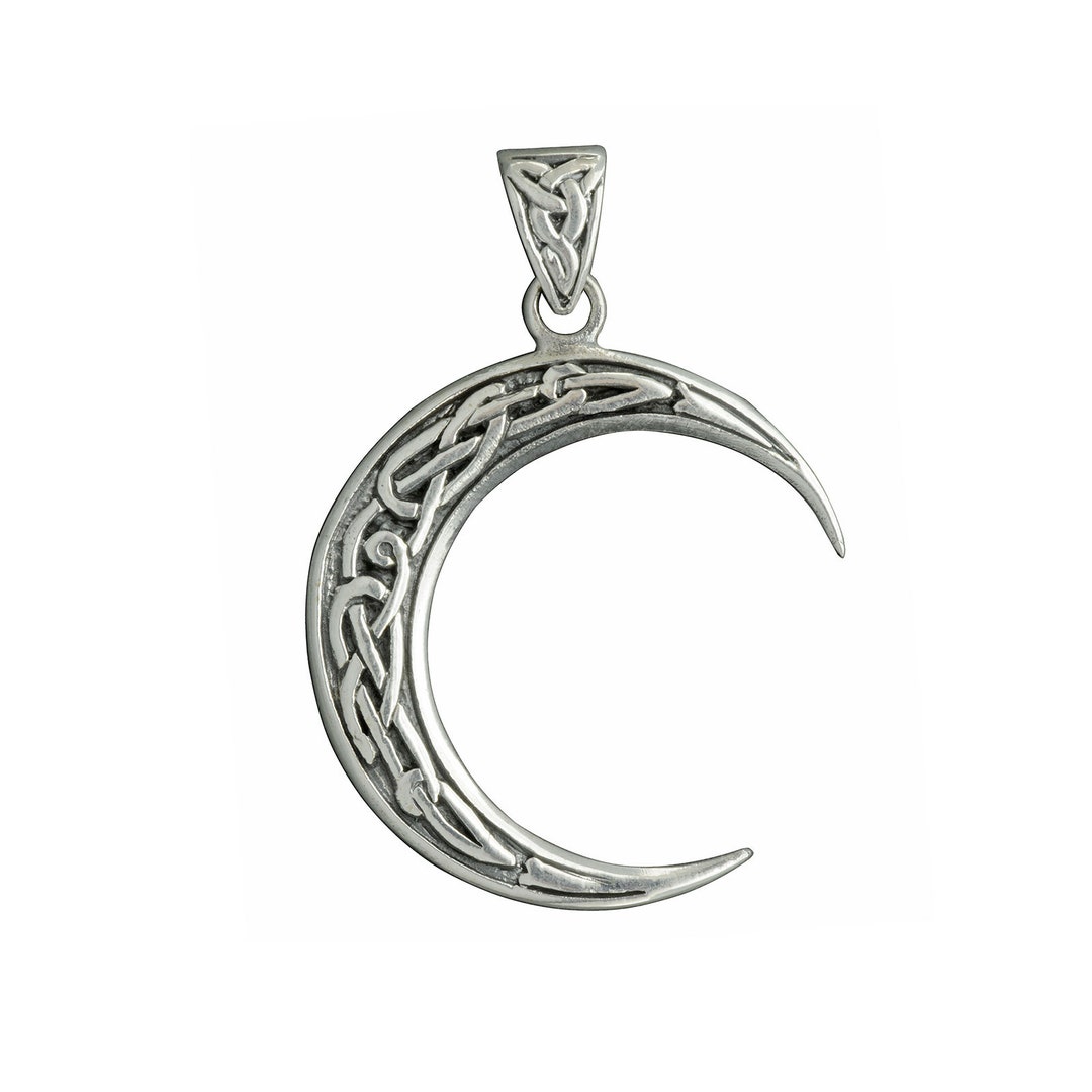 Crescent Moon Celtic Knot Triquetra 5g 925 Sterling Silver Beldiamo - Etsy