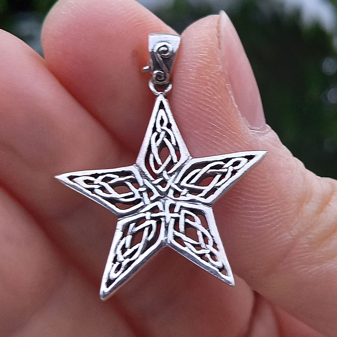 Celtic Knot Pentagram Pendant 925 Sterling Silver Wiccan Pentacle ...