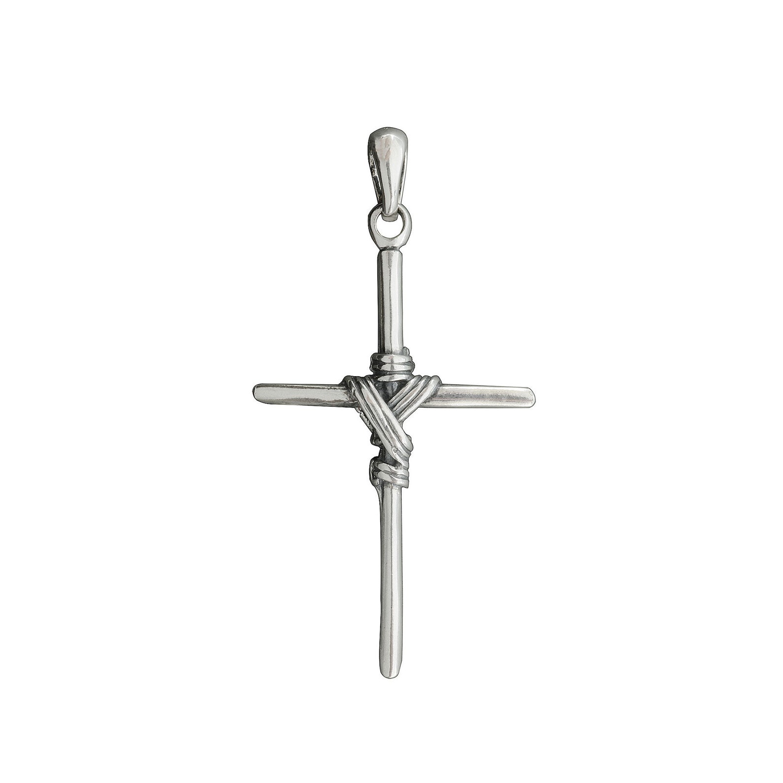 Cross Wrapped Rope Pendant 925 Sterling Silver Handmade Christian Cross ...