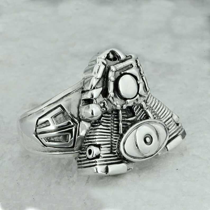 Motor V2 Harley Davidson Motorcycle Biker Ring 925 Sterling - Etsy