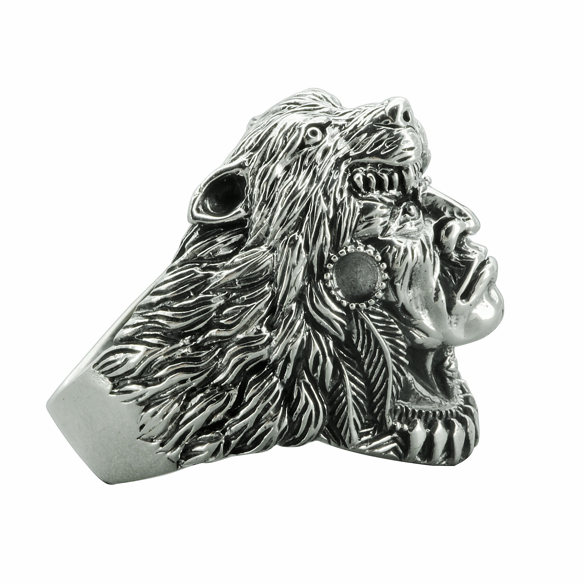 Indian Wolf Headdress 925 Sterling Silver Native American - Etsy