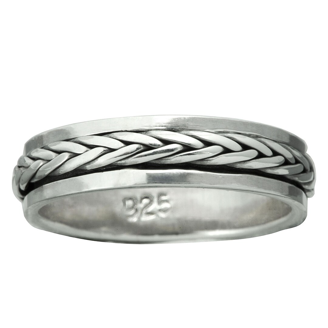 Fine Twisted Rope Spinner Ring 925 Sterling Silver 5 Mm Braid Band ...