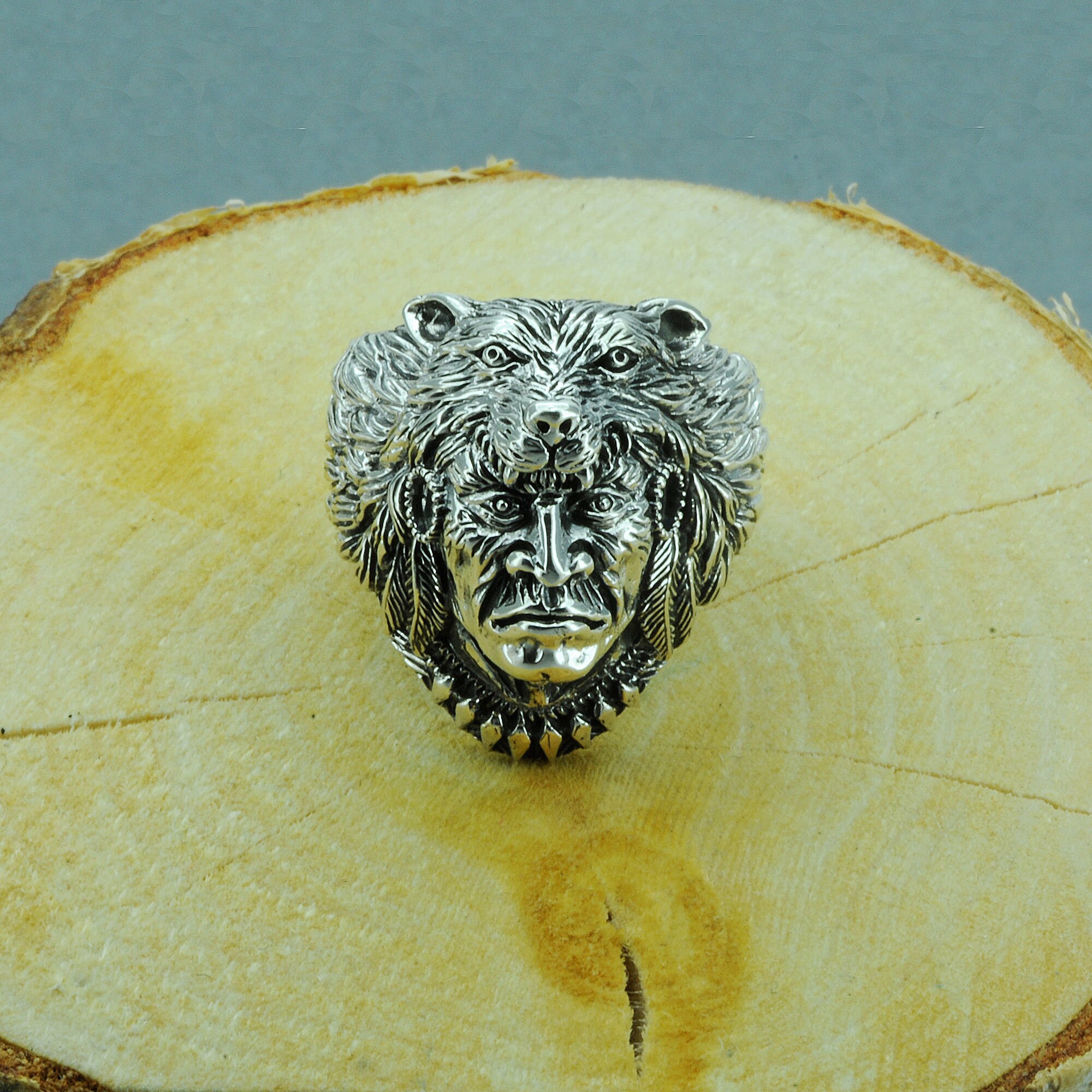 Indian Wolf Headdress 925 Sterling Silver Native American - Etsy