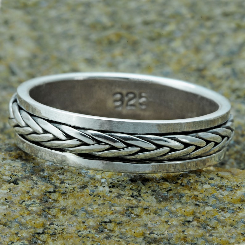 Fine Twisted Rope Spinner Ring 925 Sterling Silver 5 Mm Braid Band ...