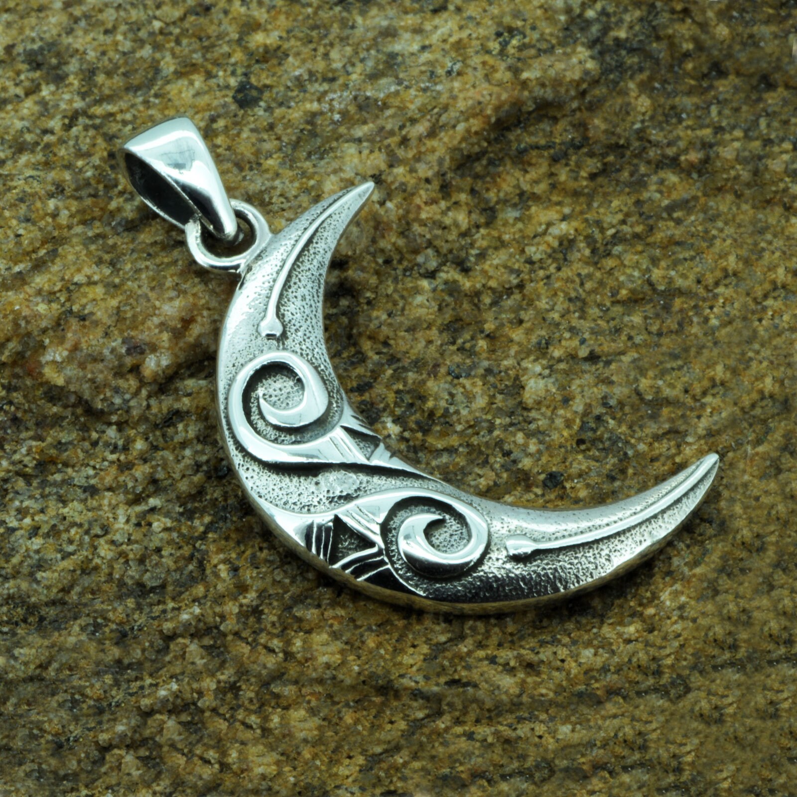 Crescent Moon Celtic Spiral Nordic Amulet Pendant 4g 925 | Etsy