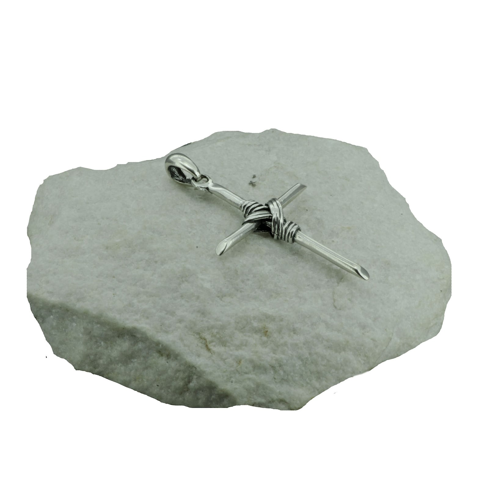 Cross Wrapped Rope Pendant 925 Sterling Silver Handmade Christian Cross ...