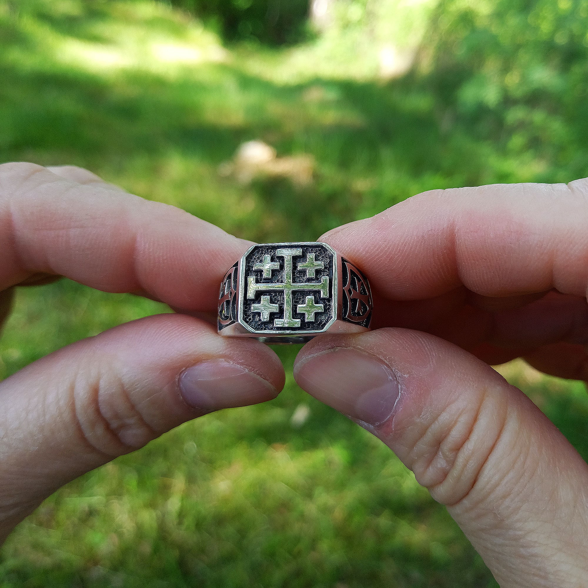 Jerusalem Cross Ring,sterling Silver Cross,gothic Christian Ring,ring ...