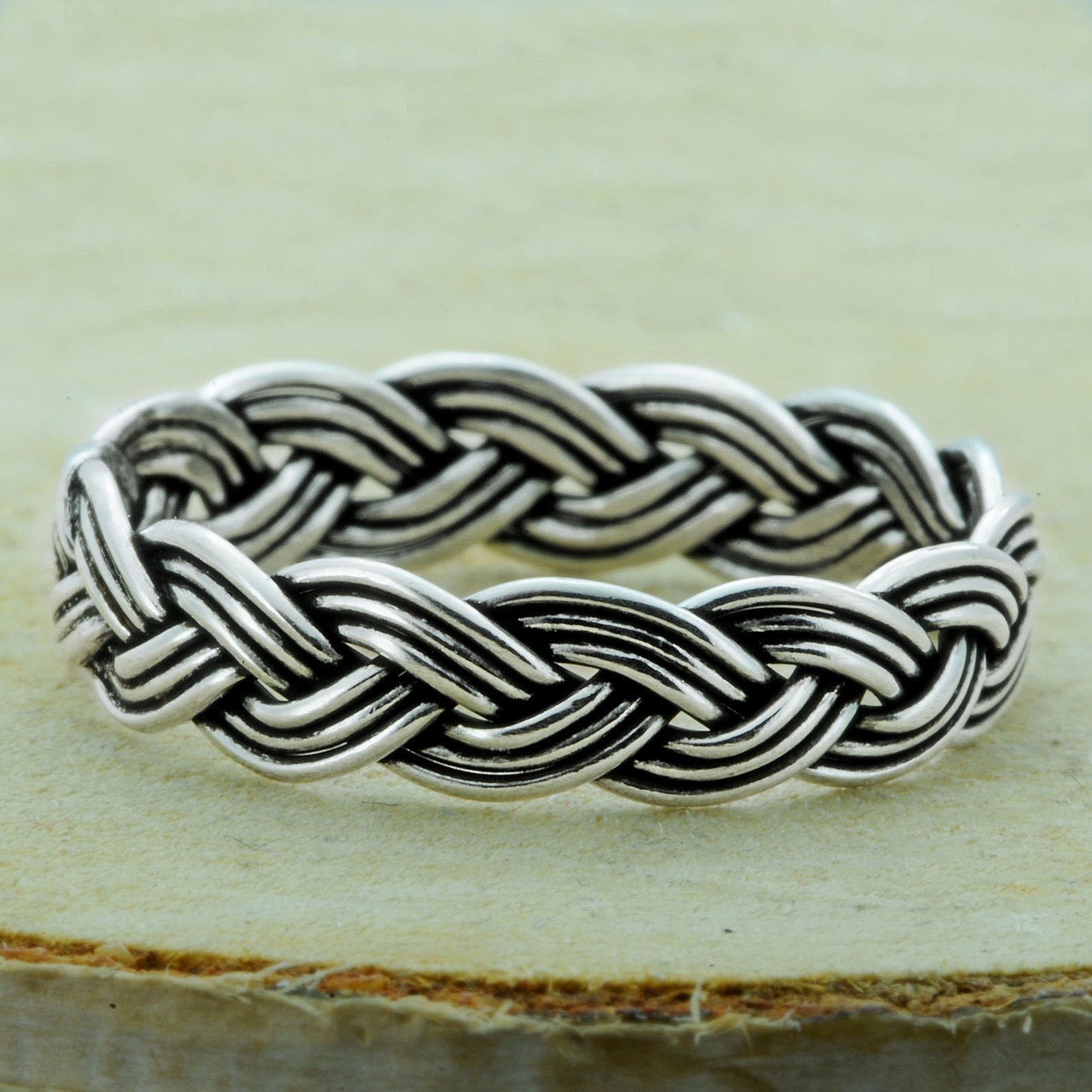 Braided Rope 4.5 mm BAND Ring Solid 925 Sterling Silver | Etsy