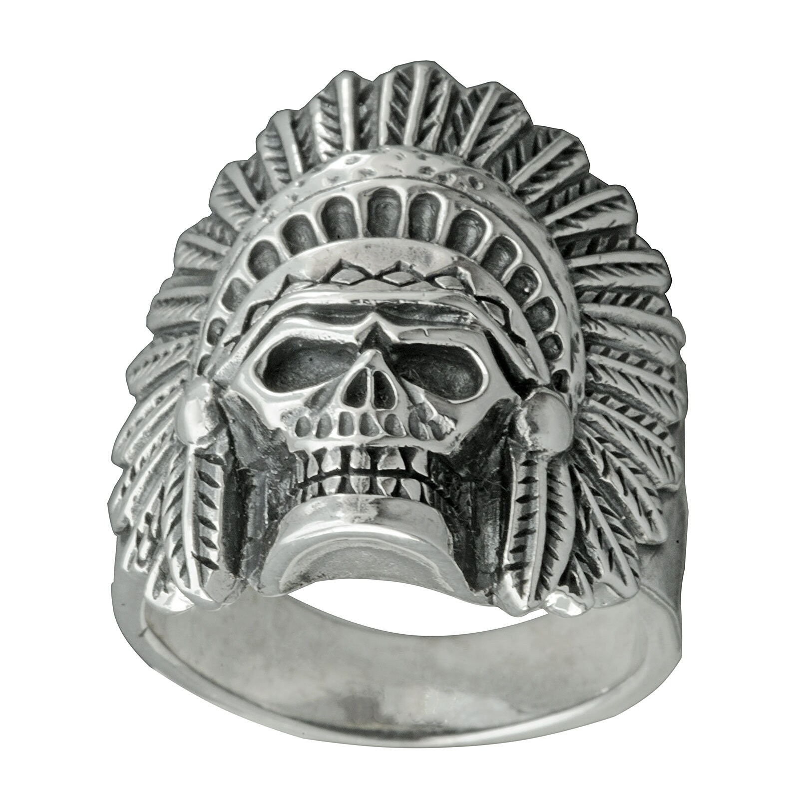 Skull Indian Chief Ring Biker Motorcycle Jewelry 925 Sterling | Etsy