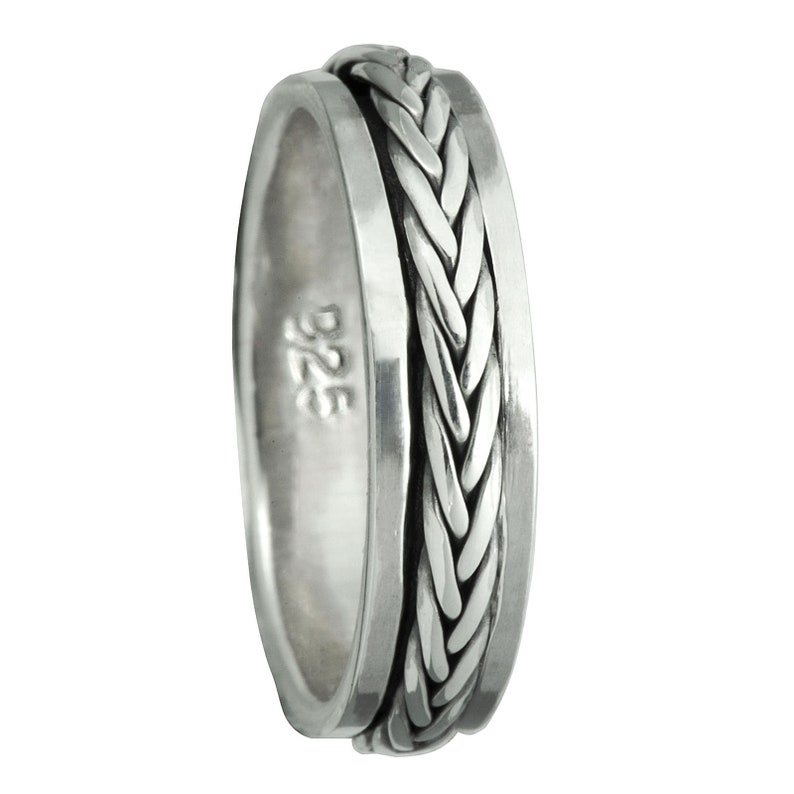 Fine Twisted Rope Spinner Ring 925 Sterling Silver 5 Mm Braid Band ...