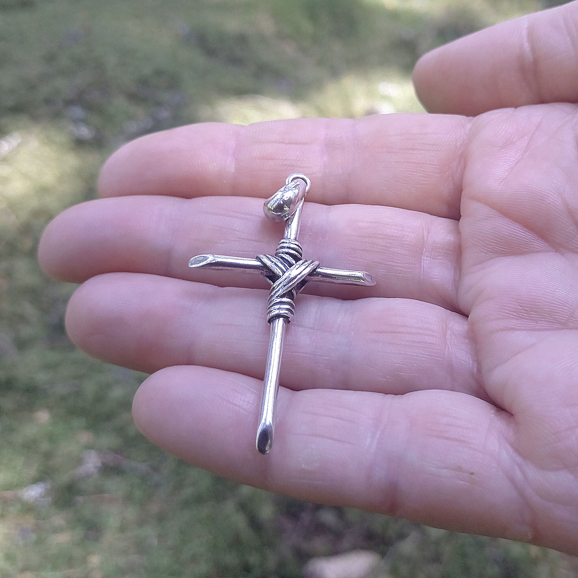 Cross Wrapped Rope Pendant 925 Sterling Silver Handmade Christian Cross ...