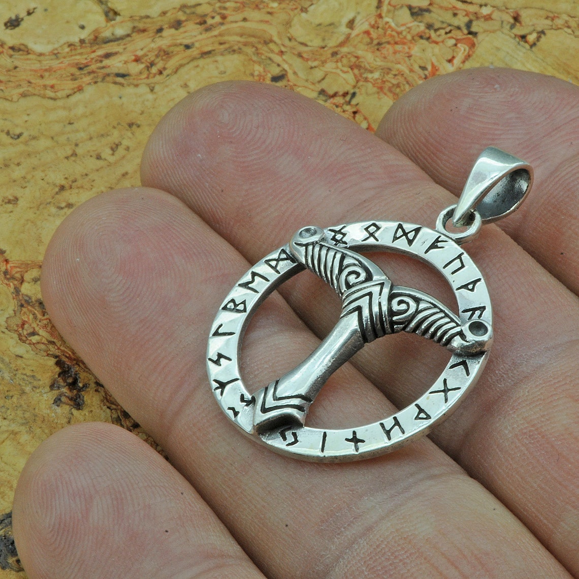 Circle of Yggdrasil Rune Pendant 925 Sterling Silver Celtic - Etsy