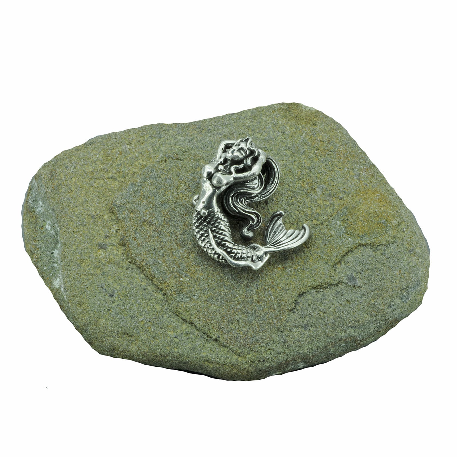 Mermaid Celtic 3D Siren Pendant 925 Sterling Silver 11 g | Etsy