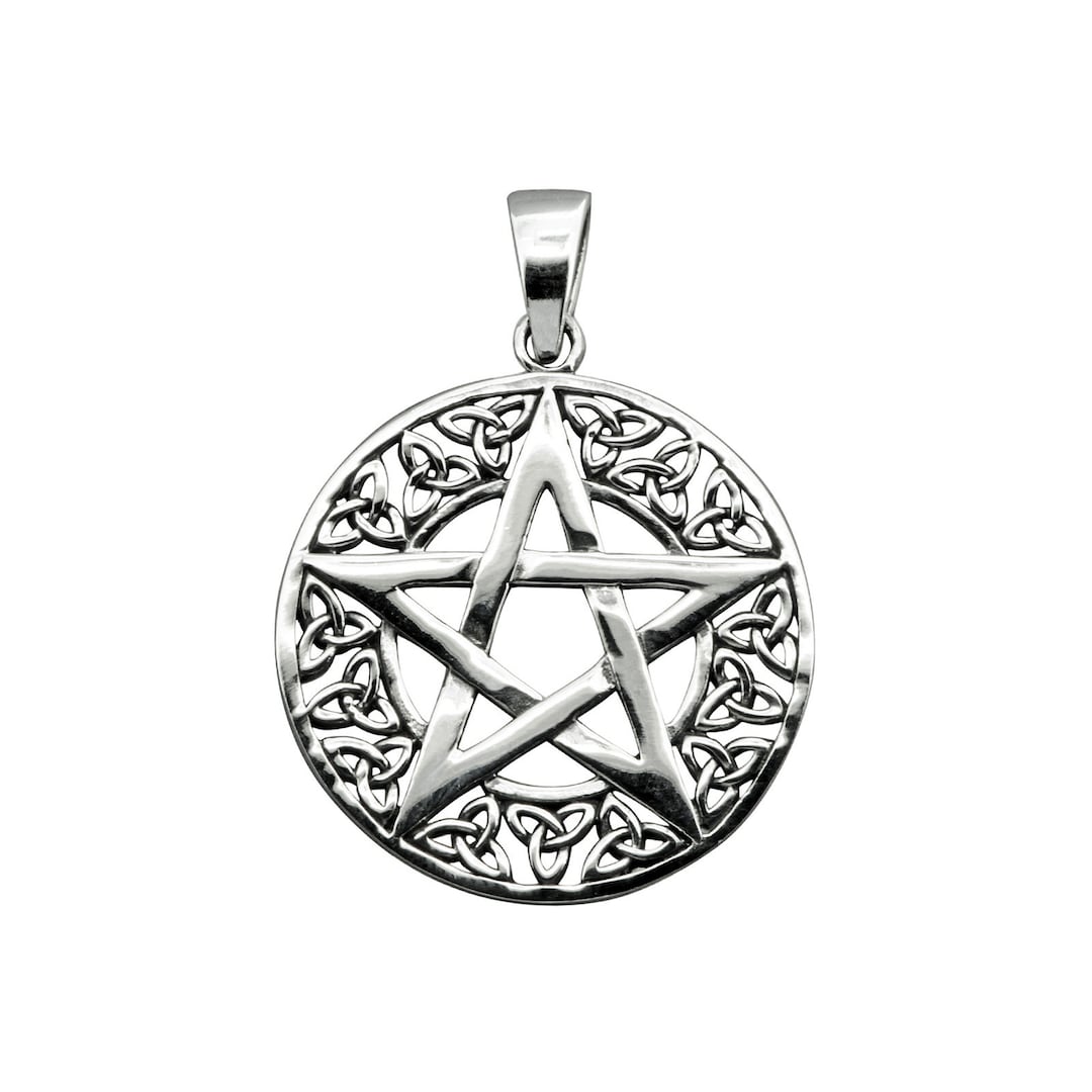 Pentagram Star Trinity Pentacle Silver 7 G STAMPED 925 Sterling Pendant ...