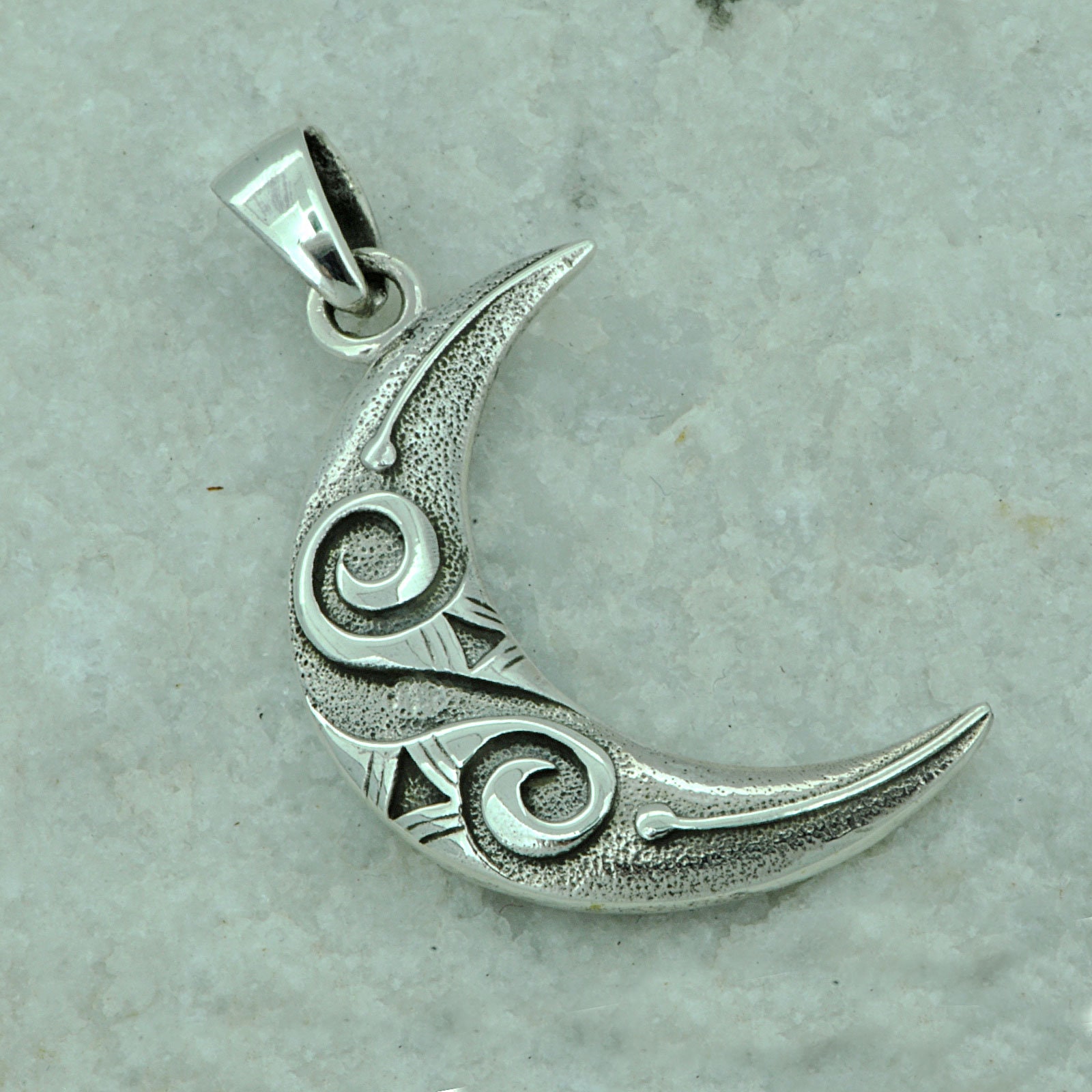 Crescent Moon Celtic Spiral Nordic Amulet Pendant 4g 925 | Etsy