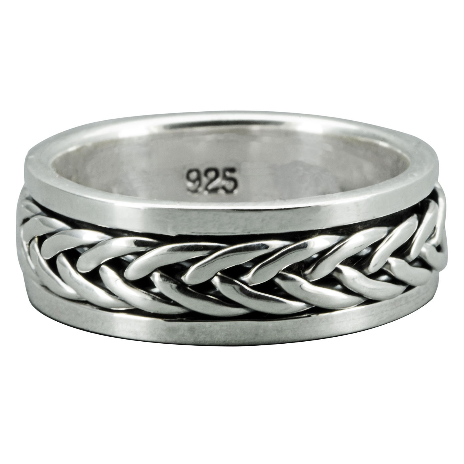 Men's Sterling Silver Braid Ring, 925, Braided Band Ring Size 11 ...