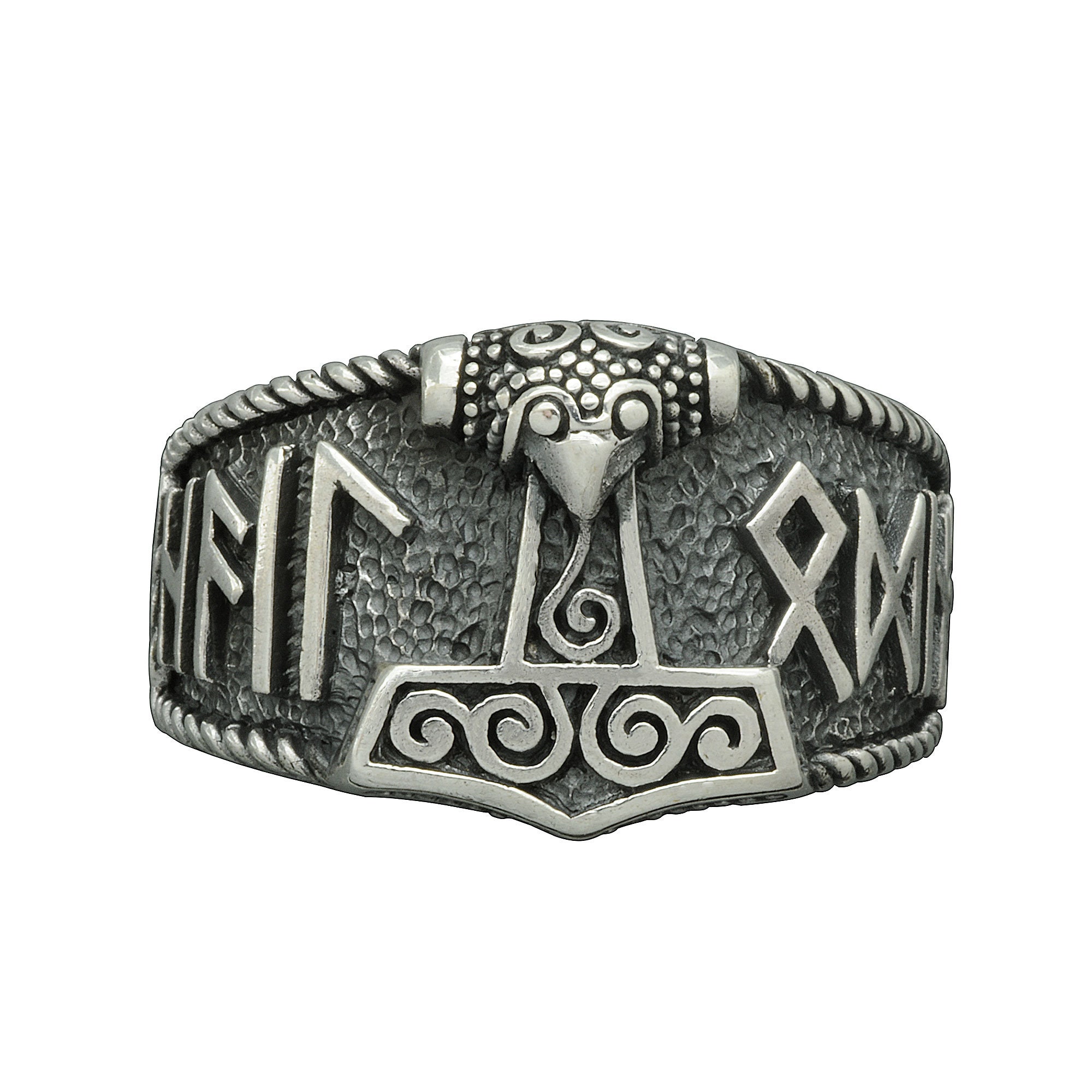 Thor's Hammer Rune Ring 925 Sterling Silver Viking Style | Etsy