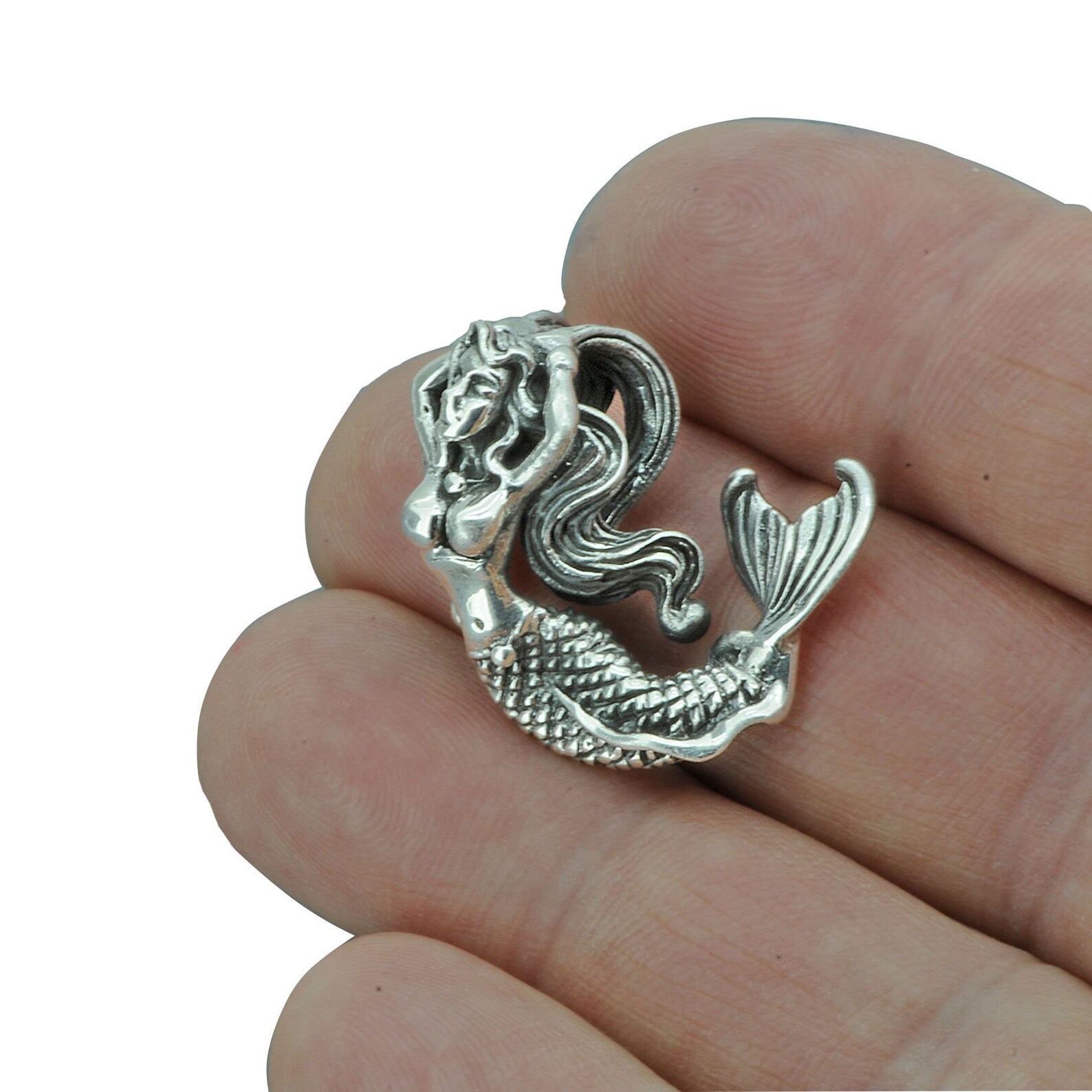 Mermaid Celtic 3D Siren Pendant 925 Sterling Silver 11 G - Etsy