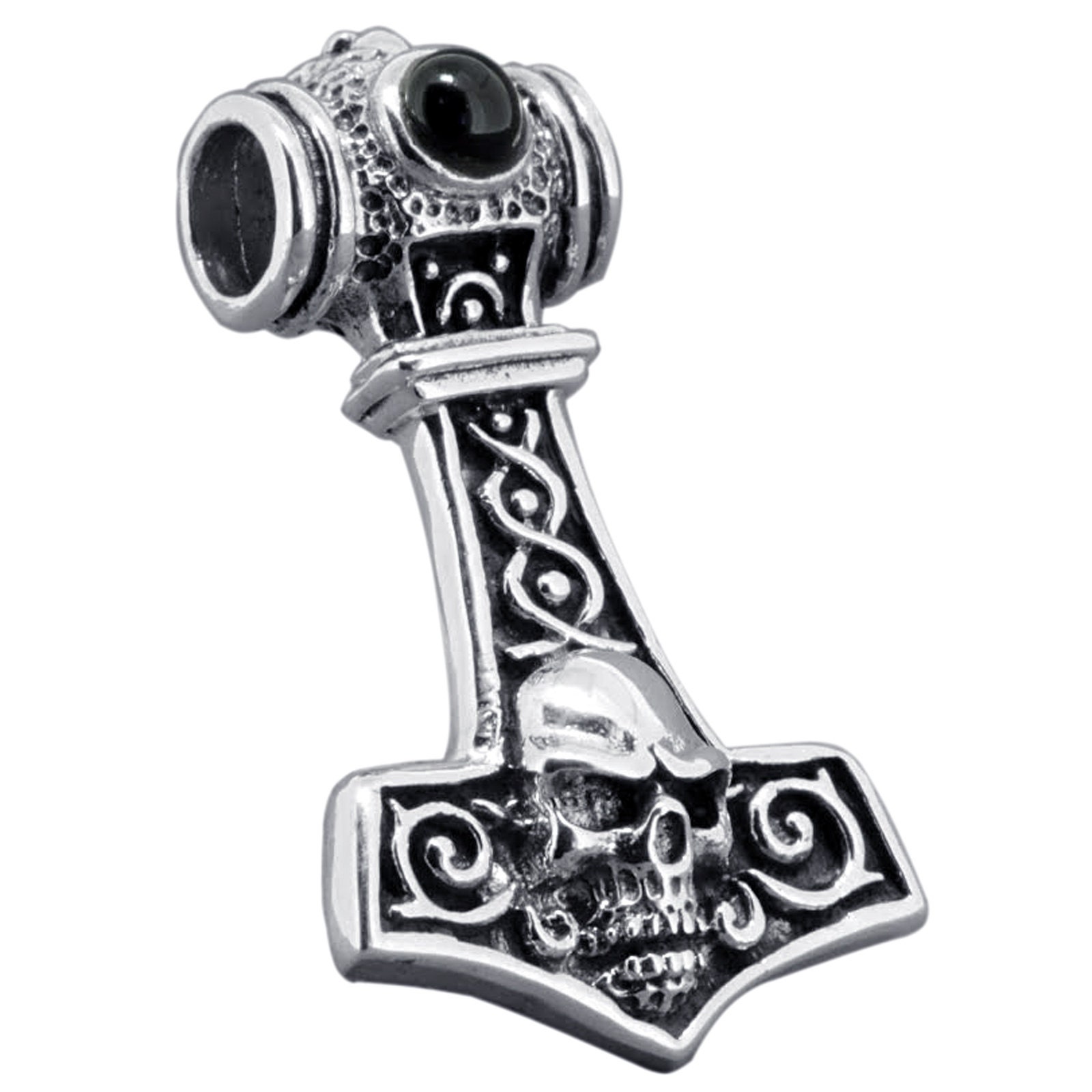 Thors Hammer Pendant Viking Mjolnir Skull ONYX 925 Sterling | Etsy