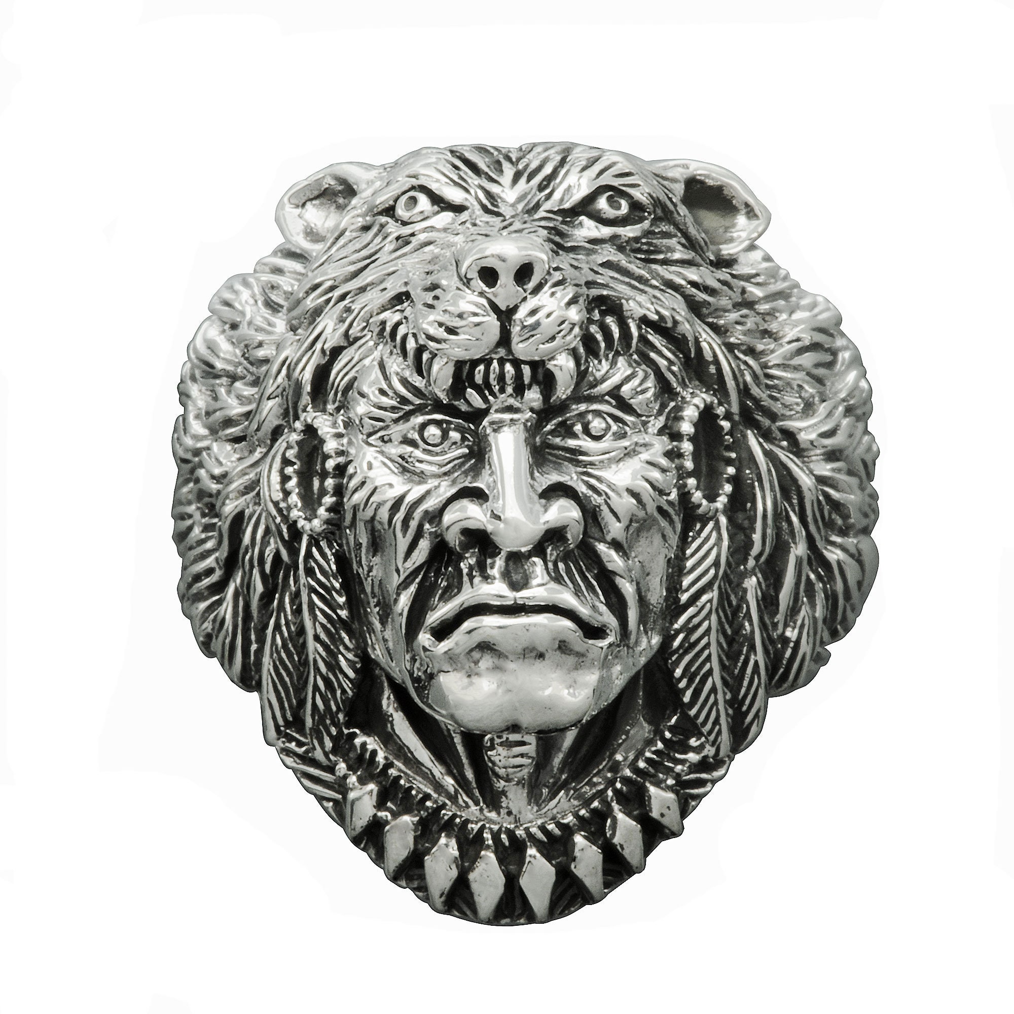 Indian Wolf Headdress 925 Sterling Silver Native American - Etsy