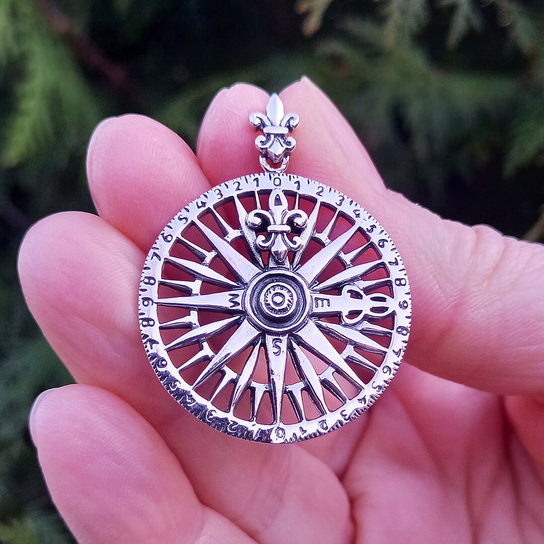 Compass Marine Pendant 925 Sterling Silver Marine Nautical Design,fleur ...