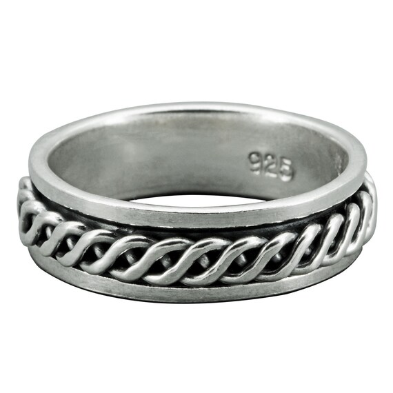 Braid Band Twisted Rope Spinner Ring 6 g 925 Sterling Silver | Etsy