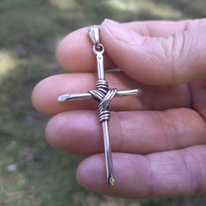 Cross Wrapped Rope Pendant 925 Sterling Silver Handmade Christian Cross ...