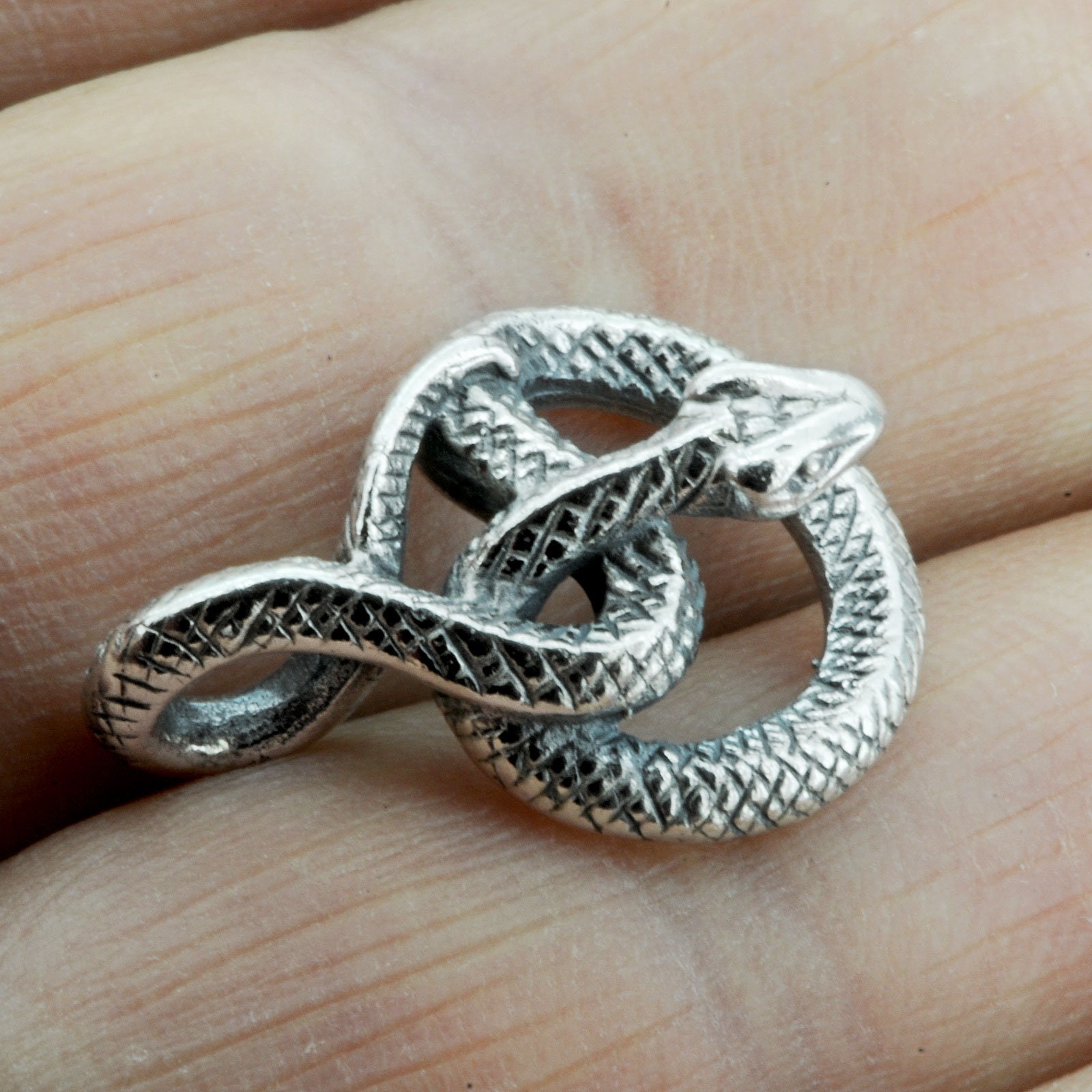 Snake Pendant Infinity Cobra Knot 925 Sterling Silver 4.7 G - Etsy